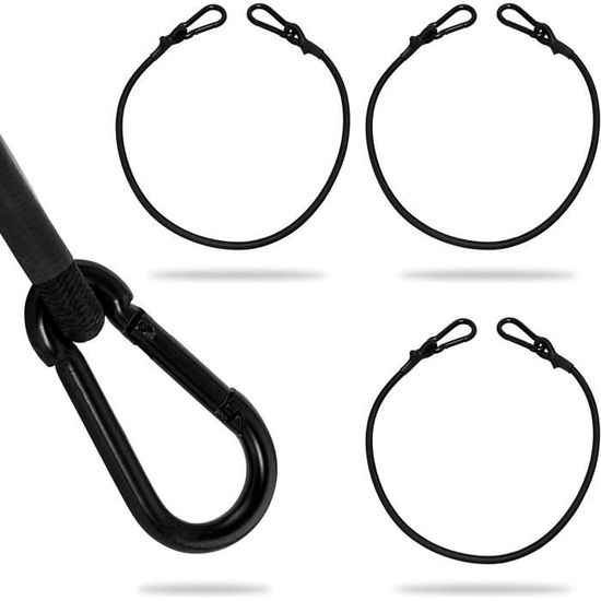 3X Sangle élastique avec Mousqueton 100cm en Noir Sangle de Serrage ...
