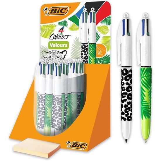 BIC 4 Couleurs Velours Stylos-Bille Retractables Pointe Moyenne (1,0 mm ...