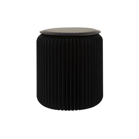 Tabouret pliable Hiro en carton noir D34 cm - Cdiscount Maison