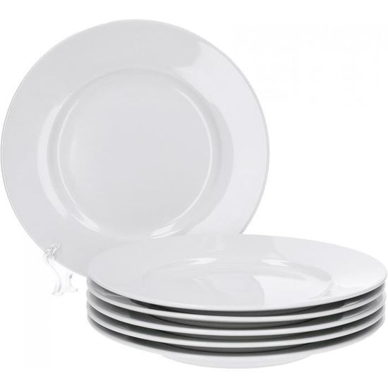 Van Well Trend Lot de 6 assiettes à dessert plates en porcelaine Blanc ...