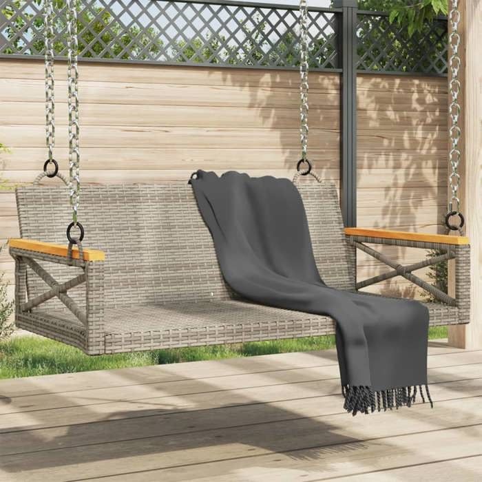 VidaXL Balancelle gris 109x62x40 cm résine tressée, chaise suspendue ...