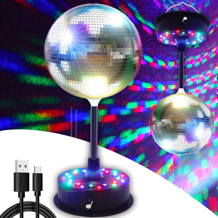 6 Inch Rotating Disco Ball Hanging Disco Ball with Adjustable Rotating ...