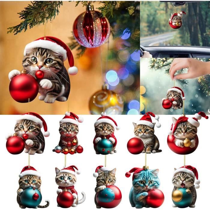 Lot de 10 décorations de sapin de Noël pour chat, décoration de sapin ...