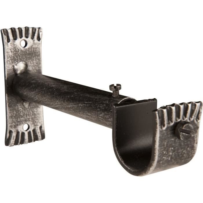 Support extensible pour tringle en fer forgé D28 - Noir argenté - Cdiscount Maison