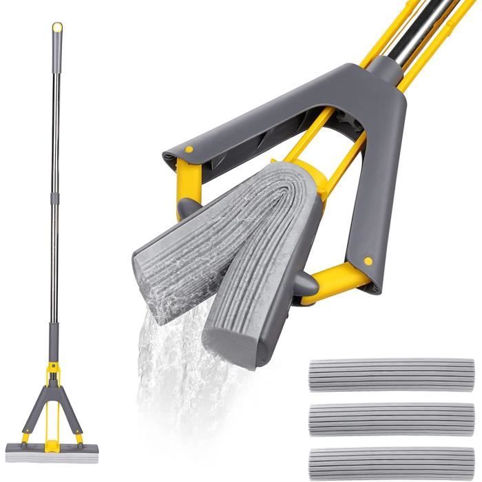 Balai éponge Absorbant, Balai Serpillère avec Manche Long de 123 CM, 3 ...