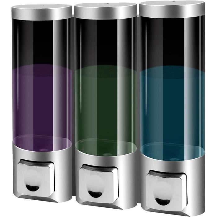 Distributeur de savon mural sans perçage - 3 x 250 ml - Plastique ...