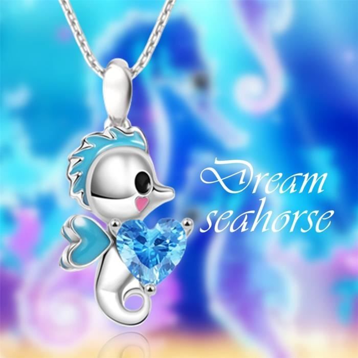 Hippocampe - Mignon Dessin Animé Axolotl Coeur Strass Pendentif Collier ...