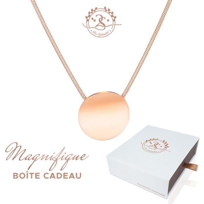 Cadeau femme Collier Cercle Baigné dans l'OR. Magnifique boîte à bijoux ...