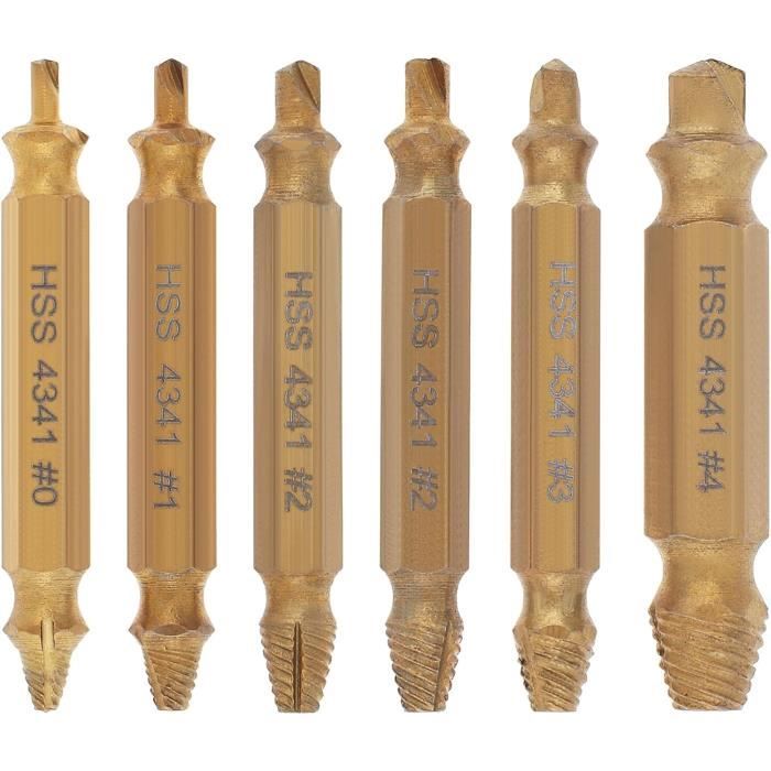 6Pcs Kit D'Extracteur De Vis Endommagé Hss 4341 Outil D'Extraction De ...