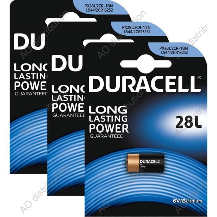 Pile lithium Photo 28L 2CR1/3N/PX28L 6V/V28PXL Duracell X3 - Cdiscount ...