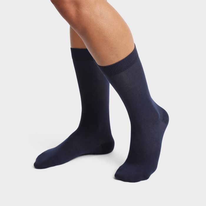 Chaussettes unies homme en coton bio Dim Good Lot de 2 Bleu Douceur et elegance Bleu Cdiscount Pret a Porter