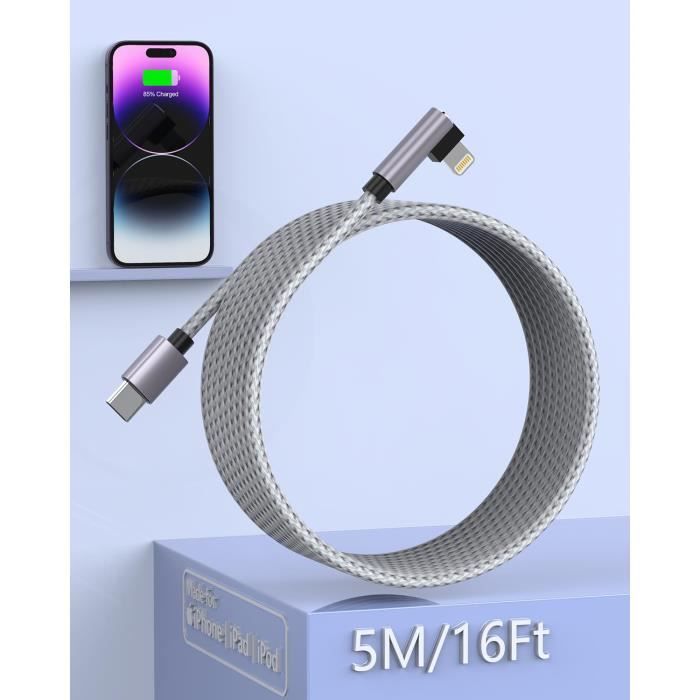 Câble Iphone 5M, Cable Chargeur Iphone 5M Long [Certifié Apple Mfi ...