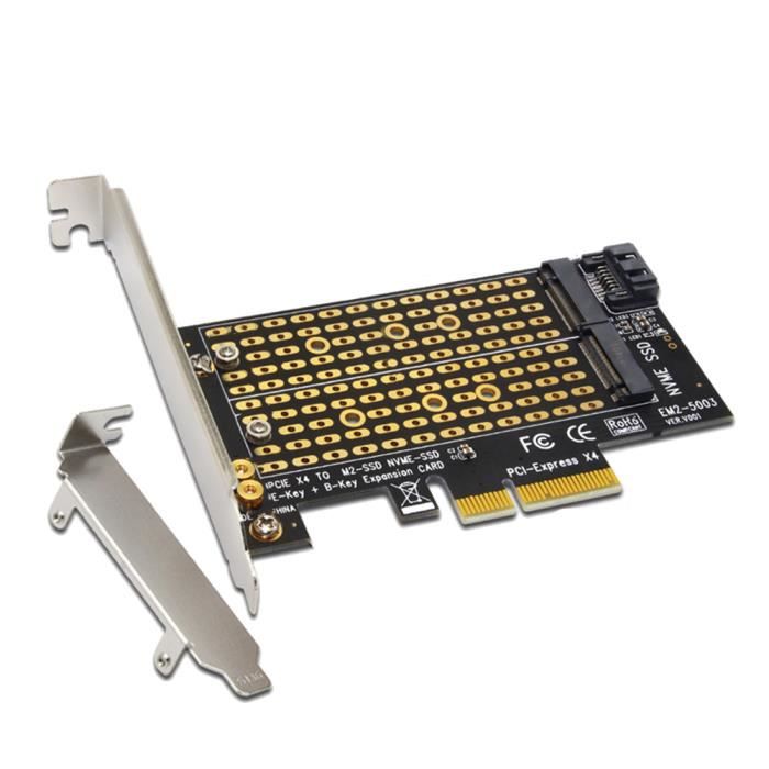 Carte D'Extension PCI-E 3.0 X4 Vers NVMe M.2 NGFF M Key SSD Riser pour 2230-2242-2260-2280 M.2 ...
