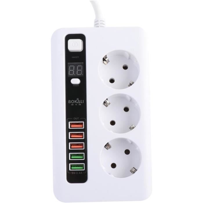 Smart Extension Socket Extension Socket Timer 3 Prise Multiprise Minuterie De Charge 5 Usb Prise ...