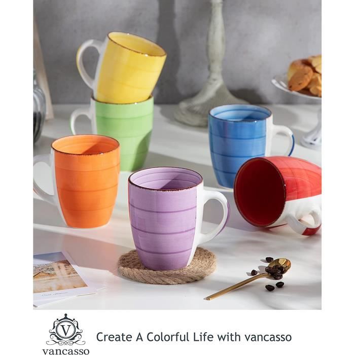 Vancasso Série Bonita, 6 Tasses Mugs en Céramique, 350ml, Ensemble de Tasse à Café - Collection ...