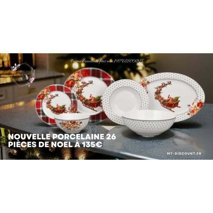 Service de table en porcelaine 26 pièces motifs père Noël - Cdiscount ...