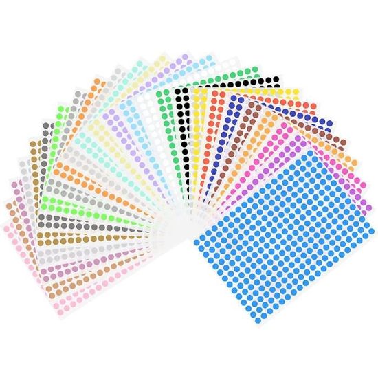 25 Sheets 6000Pcs 8Mm Gommettes Autocollantes Rondes, 25 Couleur Codage ...