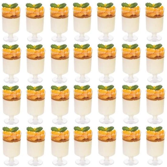 60 Pièces Mini Verrines à Dessert, 100ml Gobelets à Dessert Ronds en ...