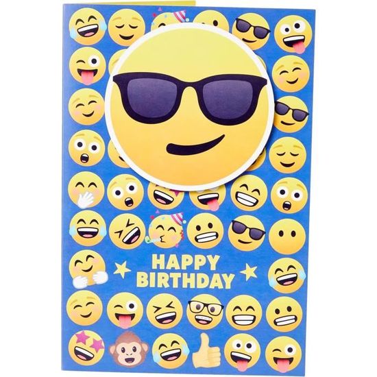 Carte D'Anniversaire Motif Émoji Motif Lunettes De Soleil[u2493 ...