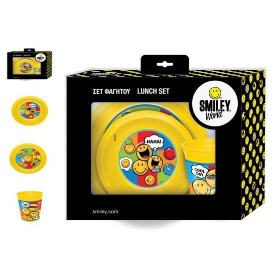 Set dejeuner Smiley assiette verre repas enfant Disney Emoji GUIZMAX ...