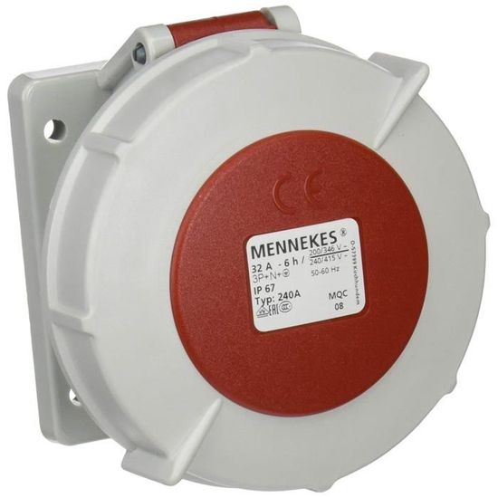 Mennekes bases semi encastrement CEE, prises de courant cEE, 400 V, 50 60 Hz, 32 A, 5 poles, IP ...