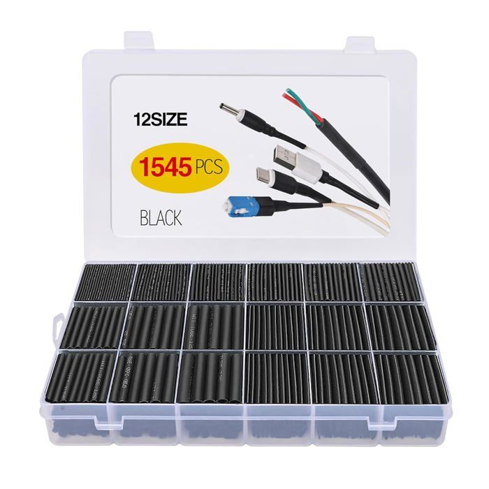 Gaine Thermoretractable Noire 1545pcs Gaine Thermorétractable Gaine ...