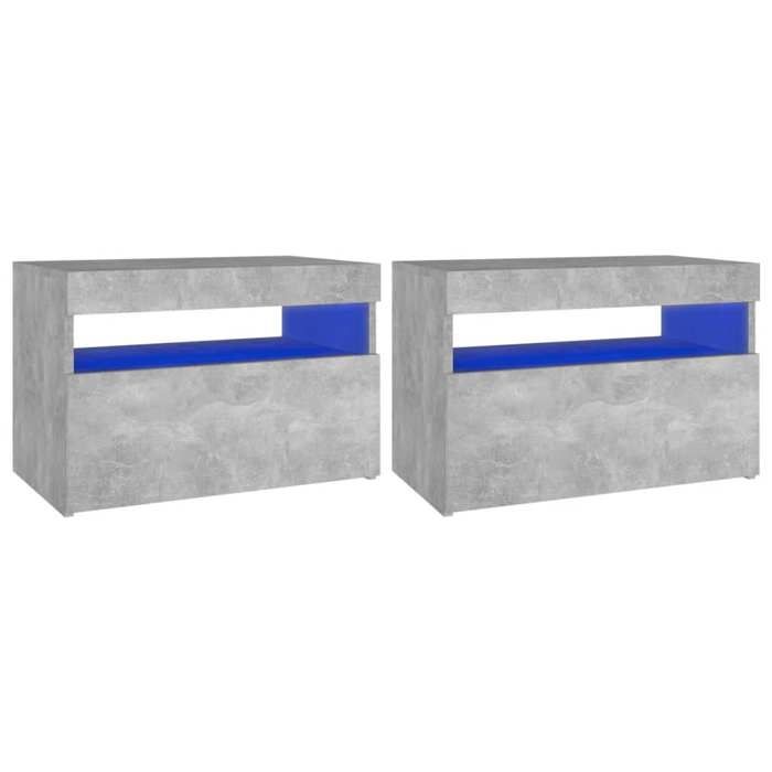(59652)Table de nuit CHIC,Tables de chevet avec lumières LED 2 pcs ...