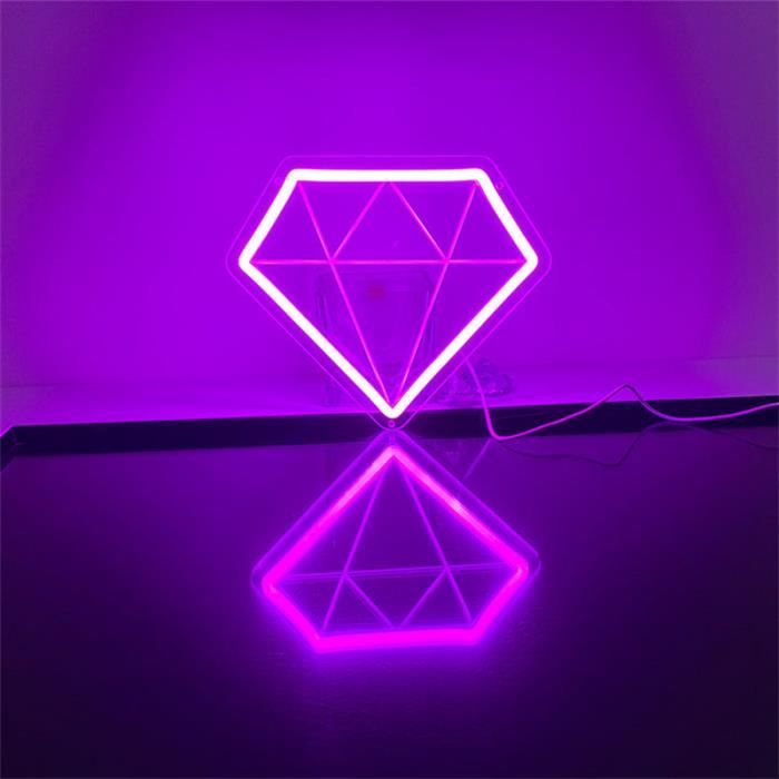 Violet 26cmx24cm - enseigne lumineuse LED en diamant, luminaire ...