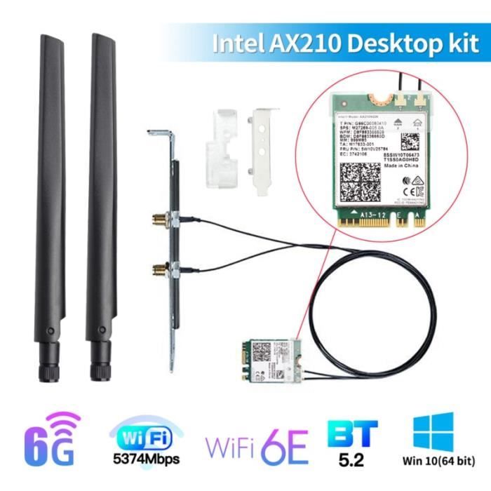 Kit de bureau AX210 - Carte Wi-fi 802.11ax 6e Intel Ax210 Double Bande ...