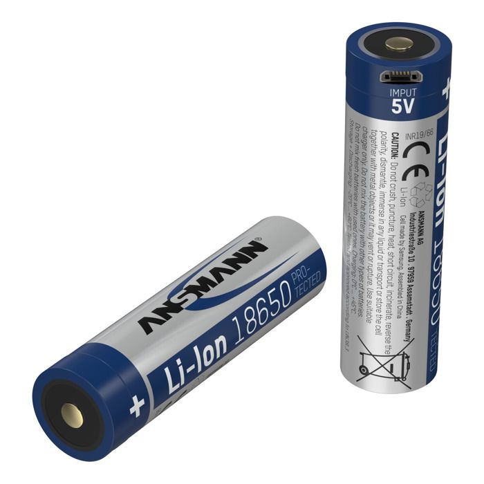 Ansmann 18650-3,4-Micro-USB Pile rechargeable spéciale 18650 Li-Ion 3.7 ...