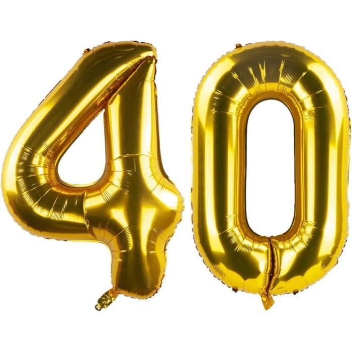 Zyooo Ballon Chiffre 40 Ans Doré - Géant Ballons En D'Or Foil Helium ...