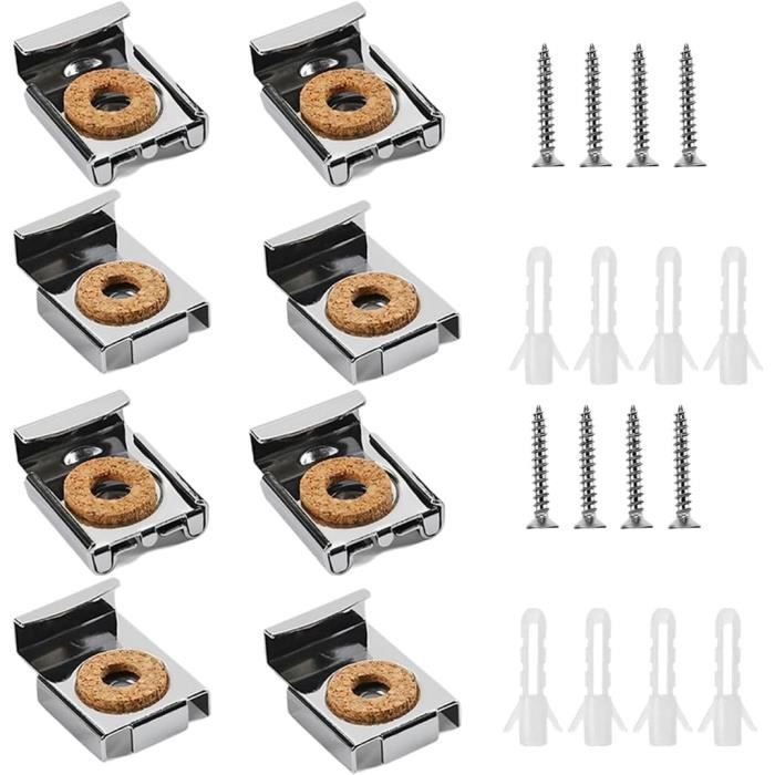 8 Pièces Fixation Miroir Clips, Support Mural Miroir De Fixation Miroir ...