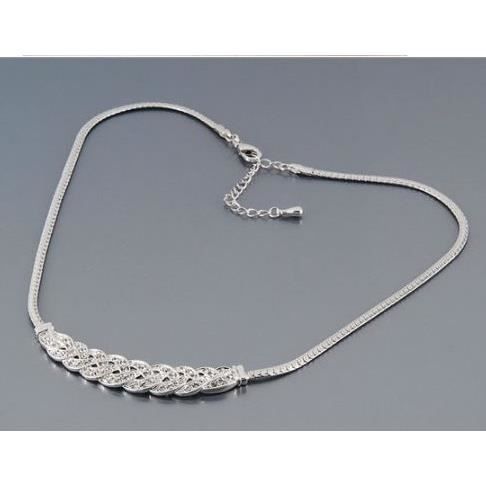 Collier Classique Femme Plaqué Or Blanc et Cristal - Cdiscount