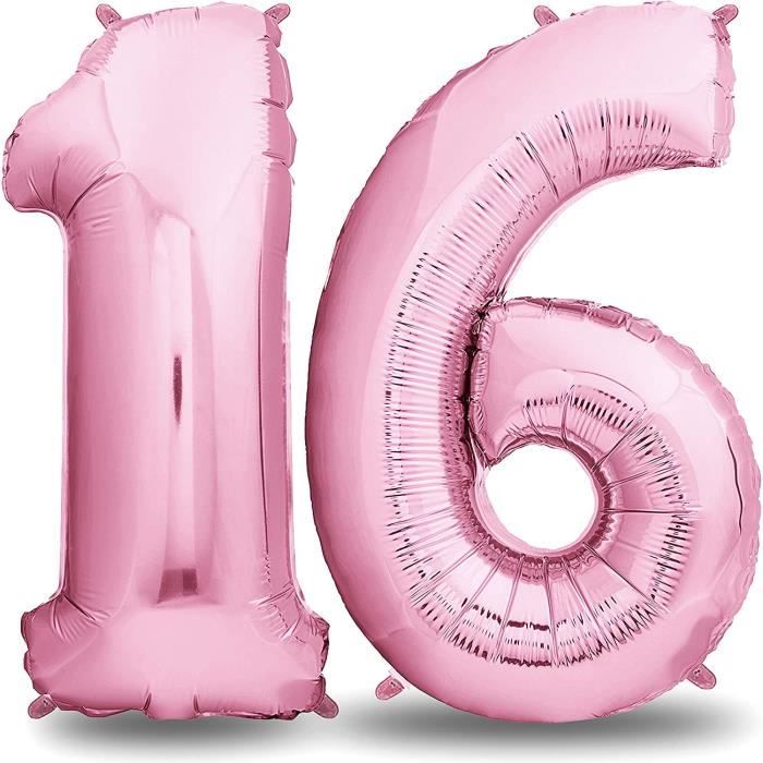 Ballon Anniversaire 16 Ans - 101 Cm Ballon Chiffre - Deco Kit ...