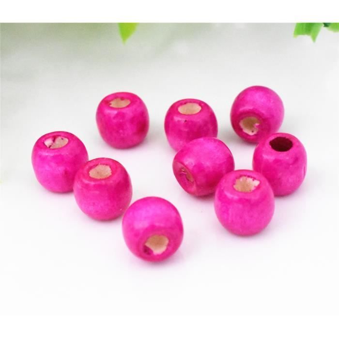 Rose Red -Perles en bois à grand trou, couleurs mélangées, 12mm, 50 ...