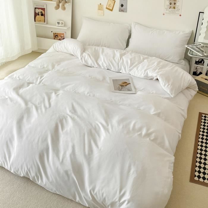 Couvre lit, simple, couleur unie, en pièces lavé, ensemble coton ...