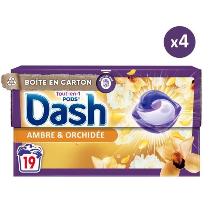 4x19 Pods Tout-en-1 Ambre Et Orchidée, Lessive en Capsules Dash ...