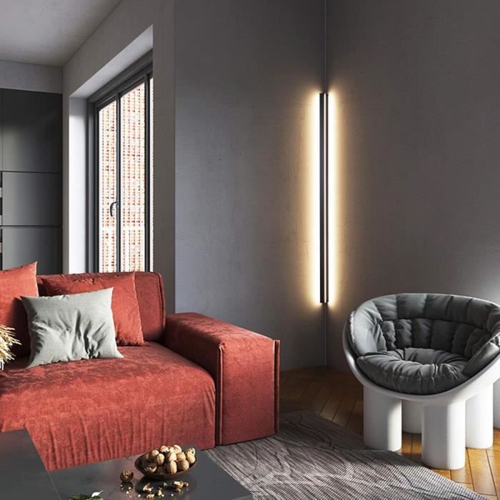 Led Lampe Murale Longue Chambre Applique Murale Intérieur De Coin Noir ...