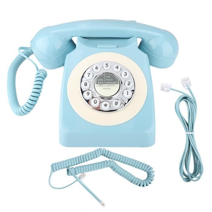 BEL-7293629039749-Téléphone fixe de style rétro, téléphone creusé ...
