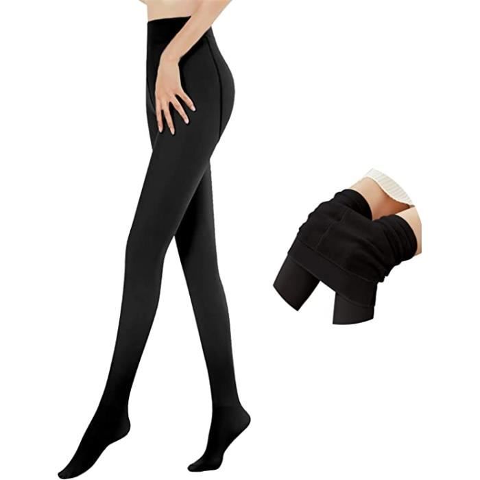 200g Collant Chaud Femme Hiver Extensibles Jambes Faux Collant Doublé Fleece Translucide ...
