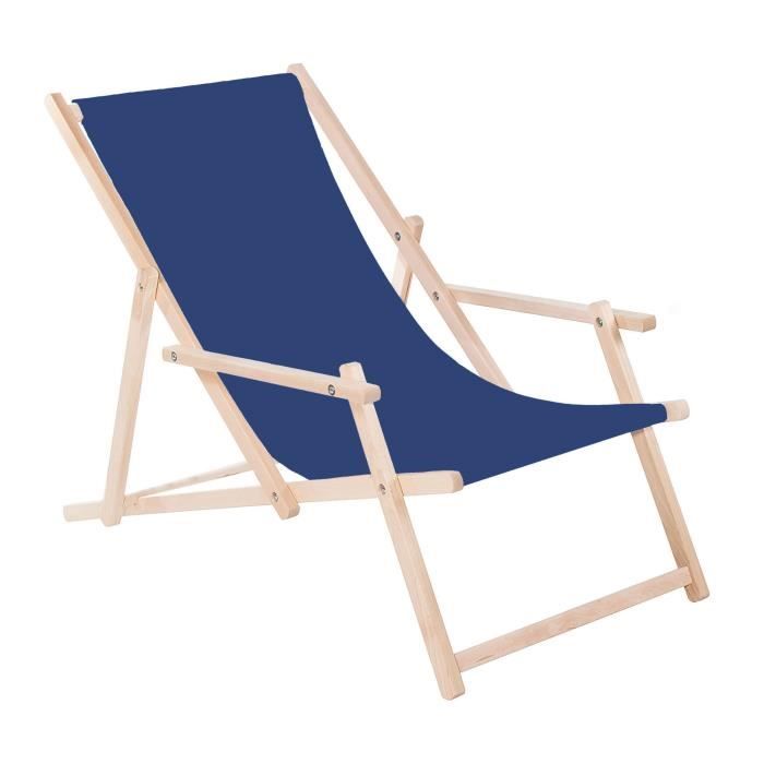 SPRINGOS® Transat de Jardin Chaise longue pliante en bois Avec ...