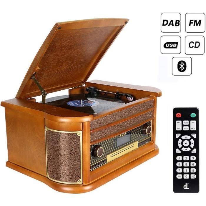 Tourne Disque dl Platine Vinyle Dab Bluetooth Vintage,Record Player ...