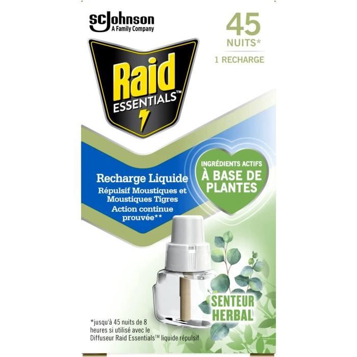 Raid Essentials Recharge Liquide Repulsif Moustiques Senteur Herbal 45 ...