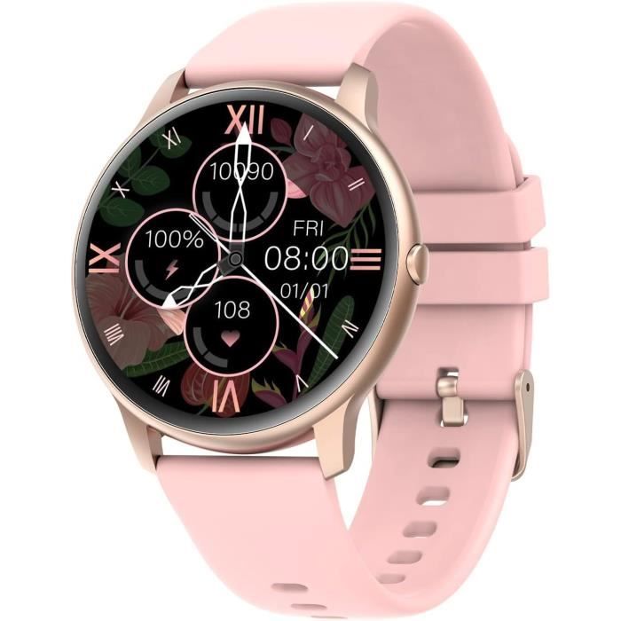 Montre Connectée Femme Ronde Smartwatch Cardiofréquencemètre Montre ...