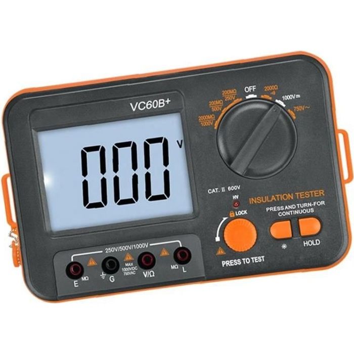 Testeur de résistance l'isolation Mise terre Megohmmeter VC60B + avec ...