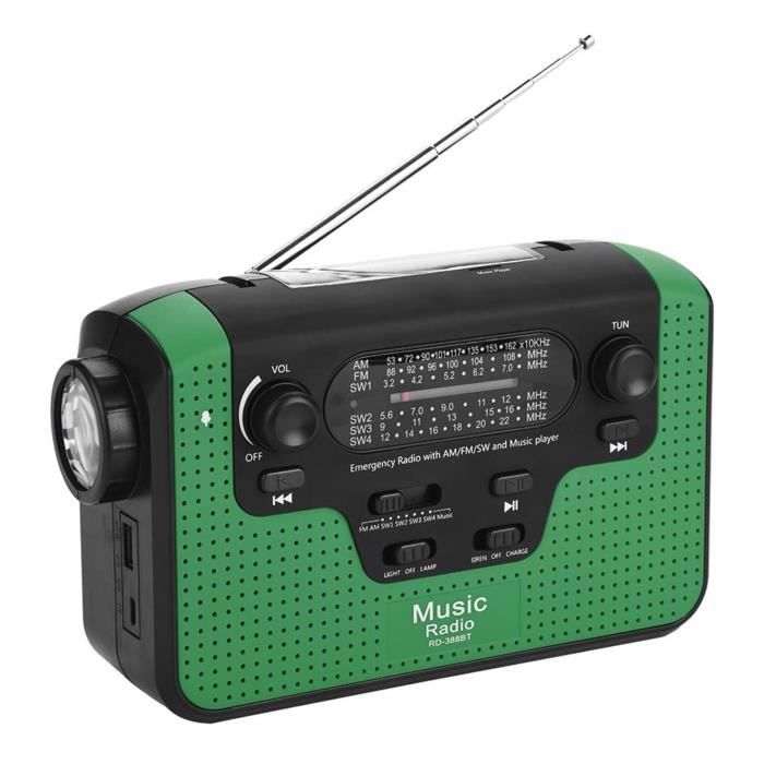 Radio Solaire à Manivelle - ZERODIS - Modèle 117262 - Bluetooth - Appel ...