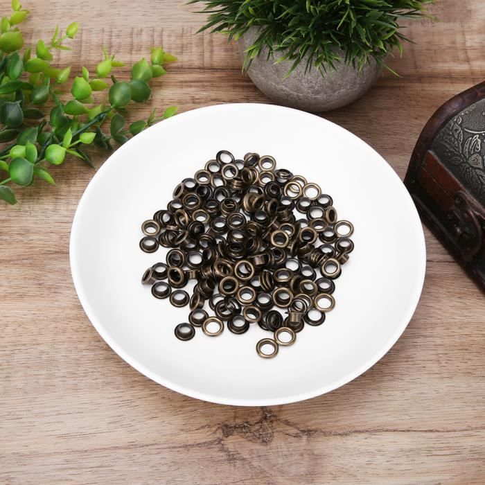 Œillet 100PCS 6mm Laiton Double Face Oeillet Rivet Creux pour Sac De ...