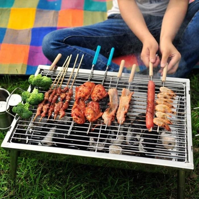 BBQ Grill, Barbecue Charbon de Bois Pliable en Acier Inoxydable BBQ ...