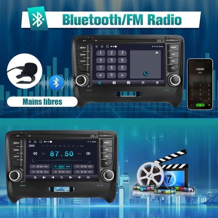 AWESAFE Autoradio Android 13 2Go+32Go pour Audi TT MK2 8J (2006-2012) avec 7'' Carplay Android ...