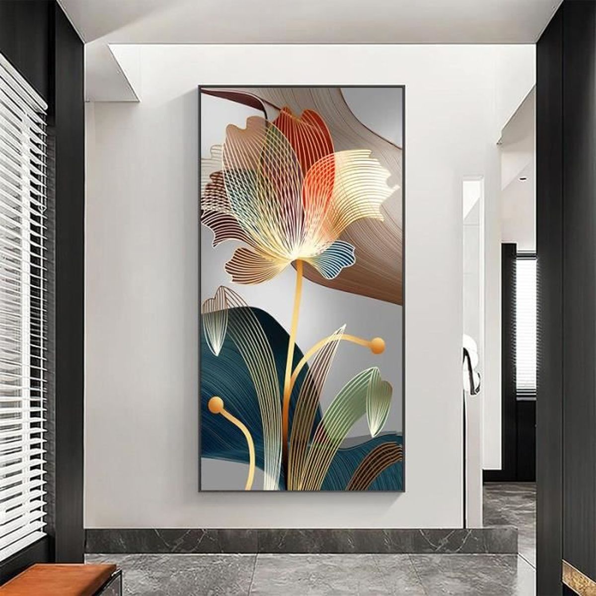 Affiches de luxe nordiques avec lignes dorées, tableau mural moderne ...